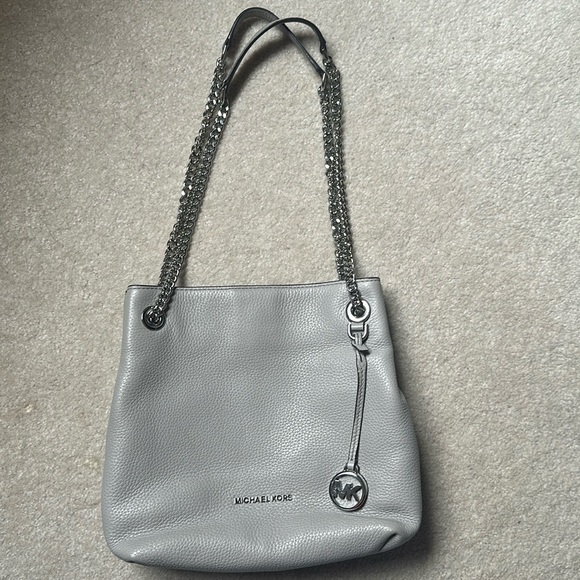 Michael Kors | Bags | Michael Kors Gray Leather Medium Sized Purse ...